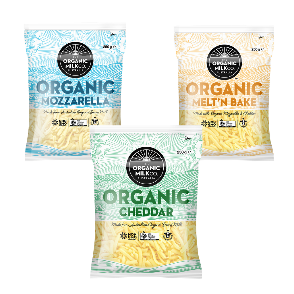 Certified Organic Grass-Fed Shredded Cheese Mix Set (250g x 3)