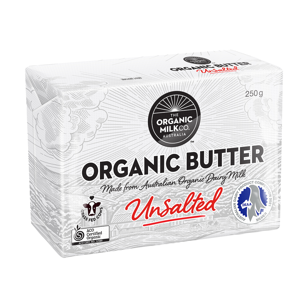 Certified Organic Grass-Fed Unsalted Butter (250g)